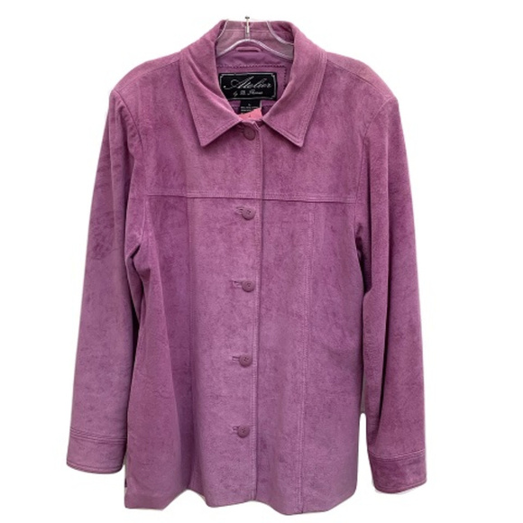 Atelier | Jackets & Coats | Atelier Lavender Suede Leather Jacket ...
